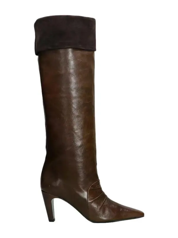 ALCHIMIA Ruched Suede-trim Boots - Brown