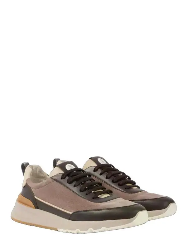 Brunello Cucinelli Leather-trimmed Suede Sneakers - Brown