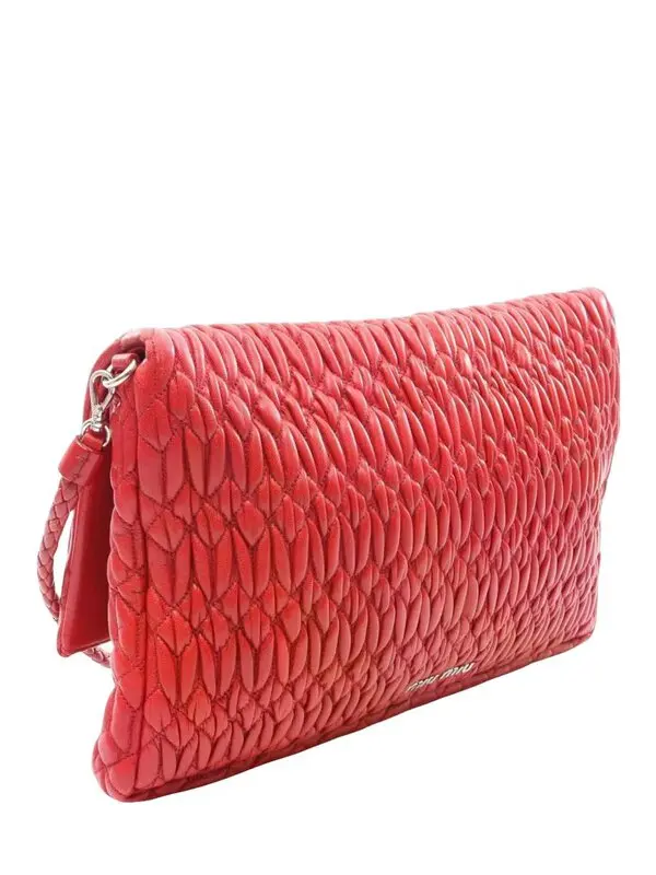 Miu Miu Matelasse Nappa Crystal Chain Satchel - Red