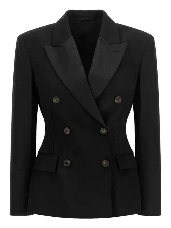Brunello Cucinelli Double-breasted Wool Blazer With Peak Lapels - Black