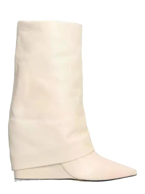THE SELLER Leather Pointed-toe Wedge Boots - Neutrals