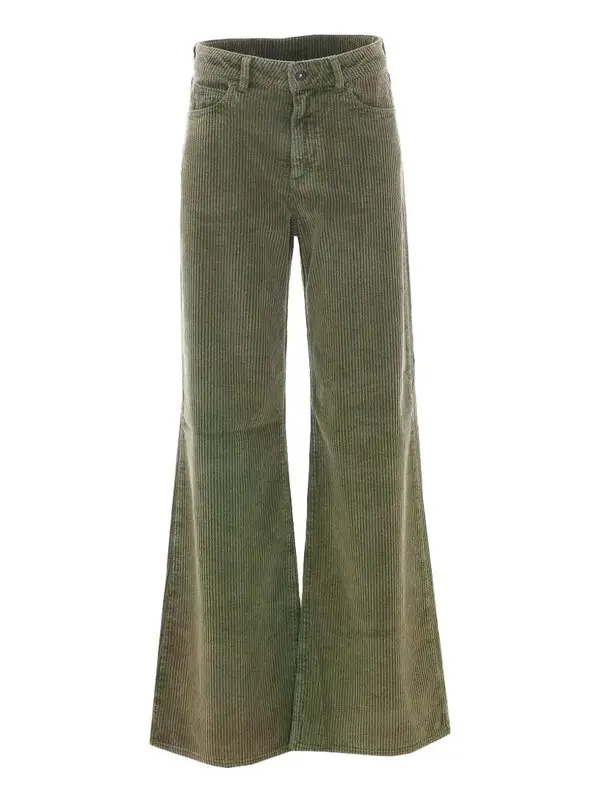TRUE AVENUE Clara Flared Corduroy Trousers - Green
