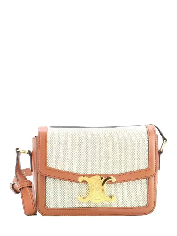 Celine Triomphe Shoulder Bag Canvas And Leather Teen Crossbody - Brown
