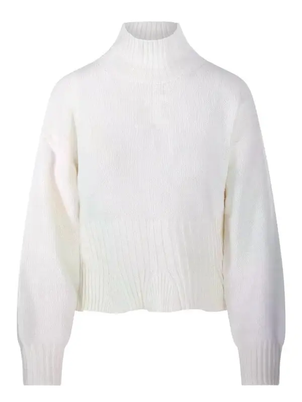 ALLUDE Ribbed Knit Roll-neck Sweater - White