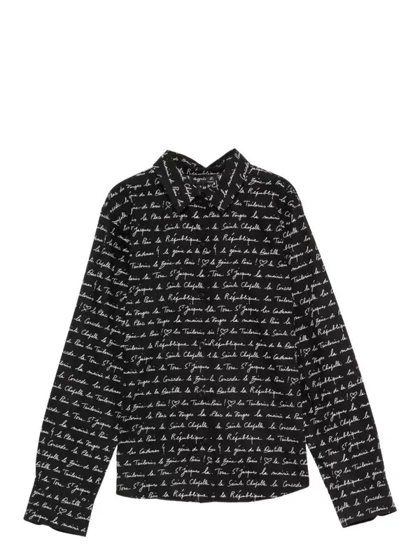 AGNES B. Paris Landmark Handwriting Print Shirt - Black