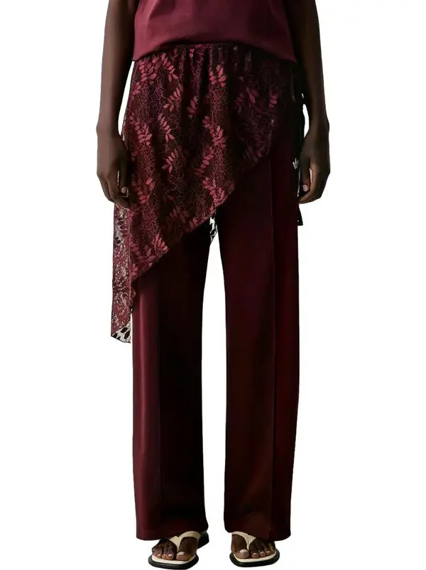 Adidas Burgundy Lace Overlay Track Pants - Red