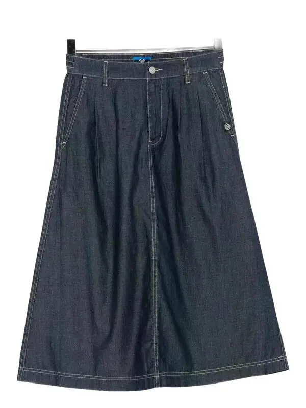 AGNES B. Chambray Midi Skirt - Blue