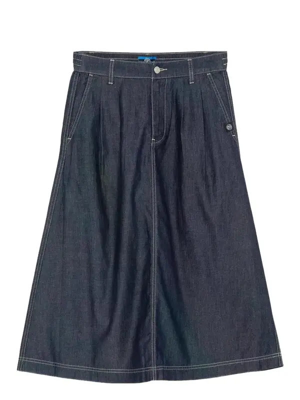 AGNES B. Chambray Midi Skirt - Blue