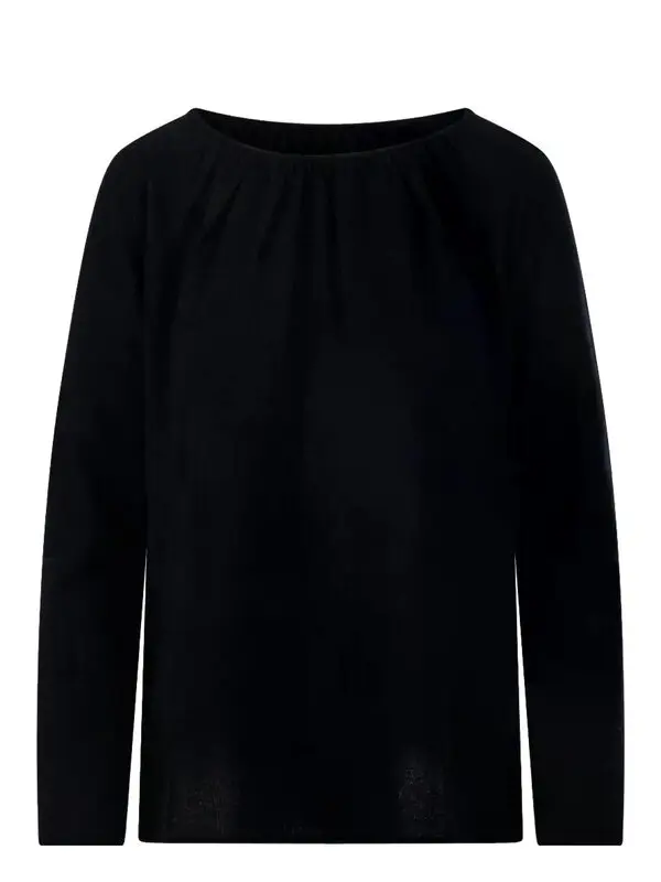 ALLUDE Gathered Long-sleeve Blouse - Black
