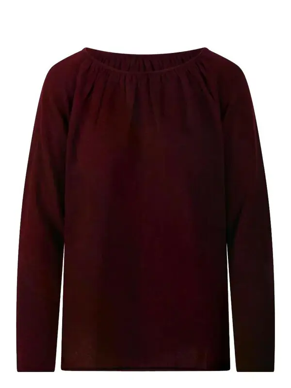 ALLUDE Gathered Neckline Fine-knit Top - Red