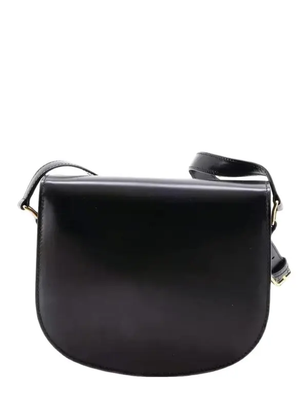 Celine Triomphe Besace Cléa Flap Bag Leather Shoulder Bag - Black