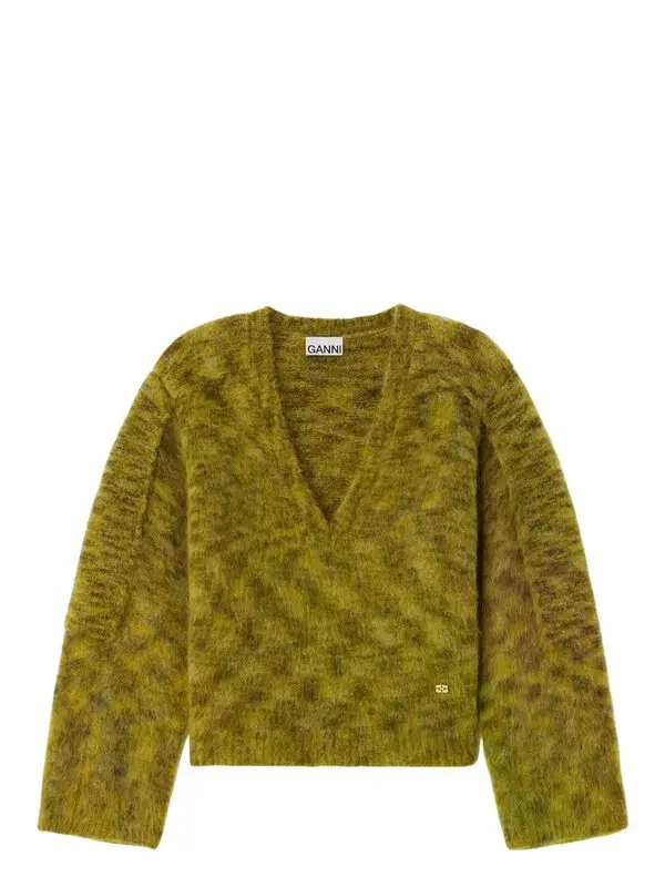 GANNI Brushed Mohair Jumper - Green