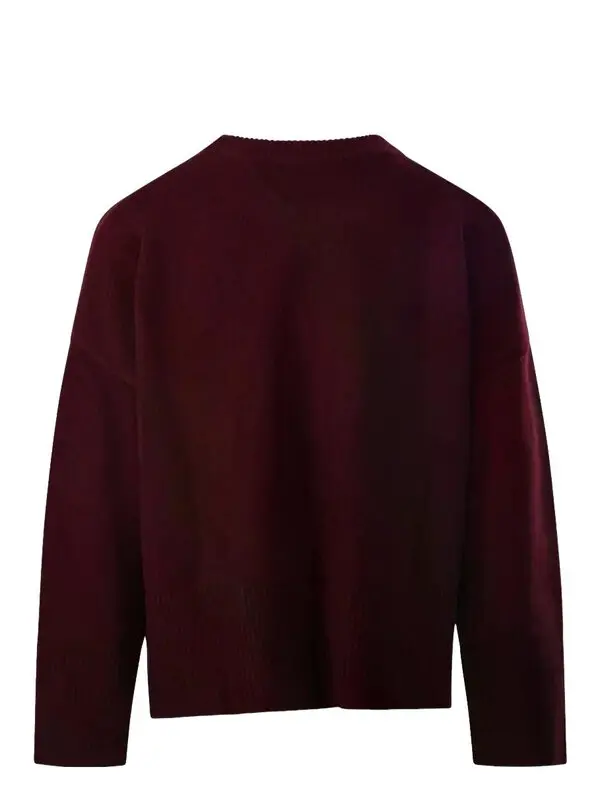 BEYOU Ribbed-knit Crew-neck Sweater - Red