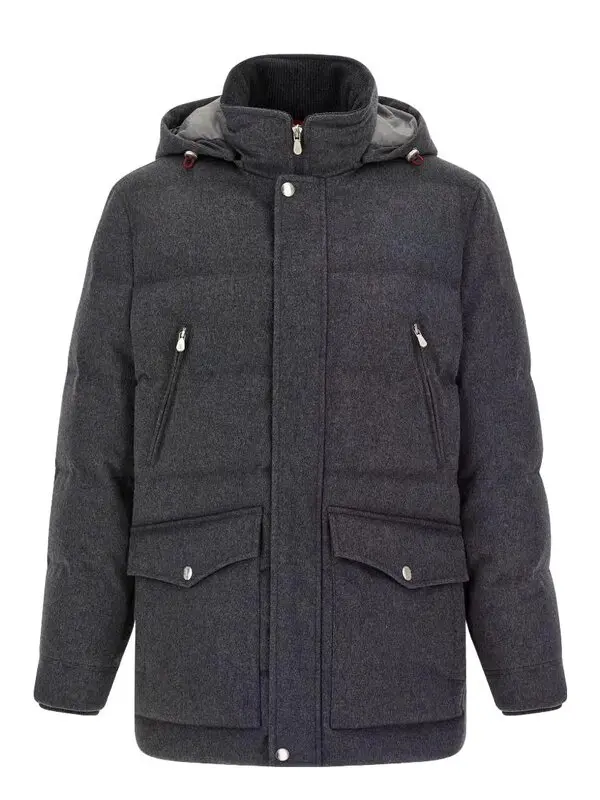 Brunello Cucinelli Quilted Wool Parka - Grey