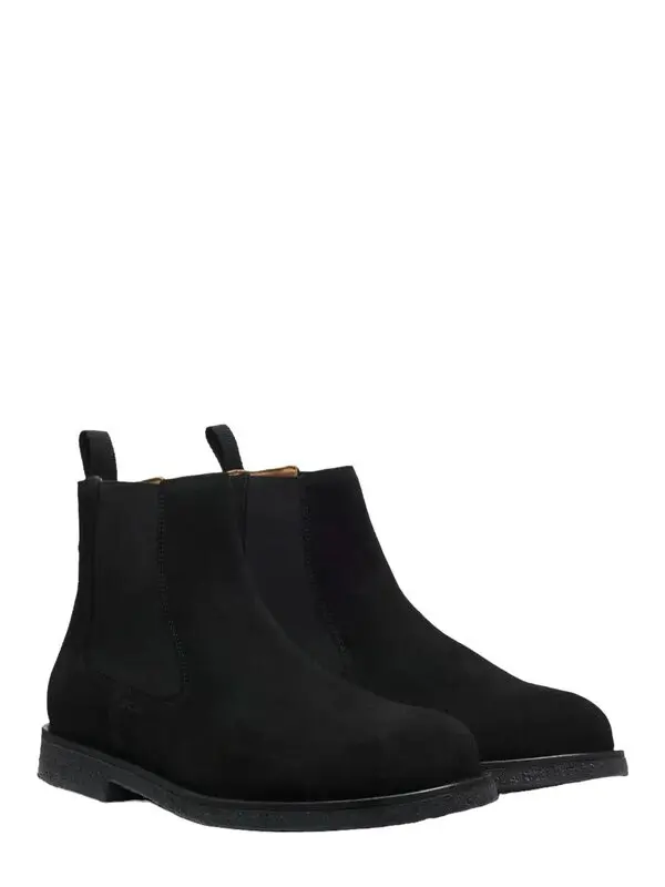 BOSS Suede Chelsea Boots With Signature Stripe Stitching - Black