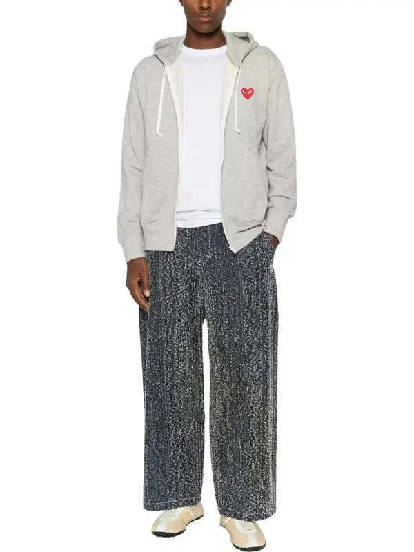 Play Comme Des Garcon Logo-patch Zip-up Hoodie - Grey