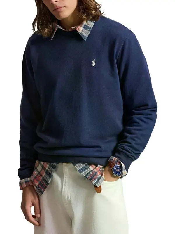 Polo Ralph Lauren Loopback Cotton Crewneck Sweatshirt With Embroidered Pony - Blue
