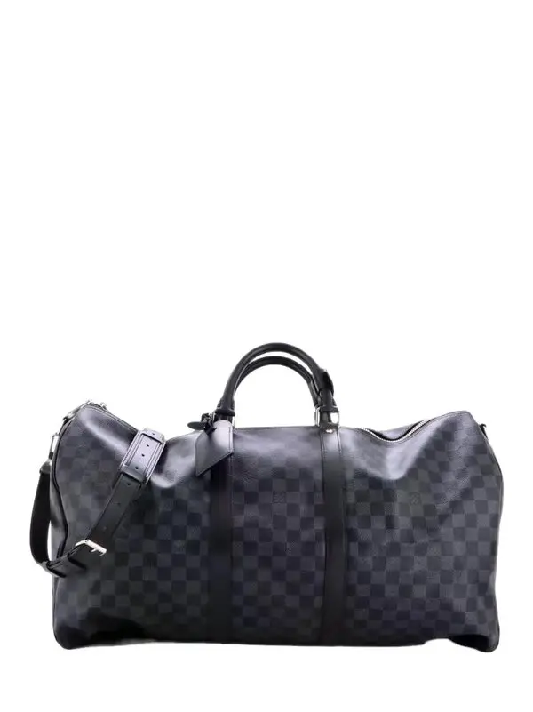 LOUIS VUITTON Keepall Bandouliere Damier Graphite 55 Travel Bag - Black