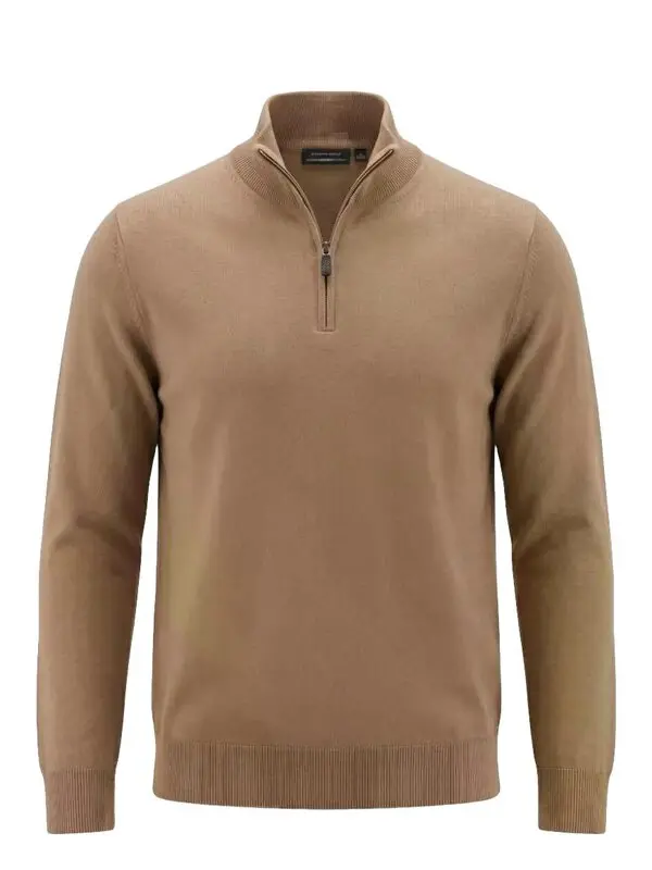 BOSS H-ebenji Zip-neck Sweater - Brown