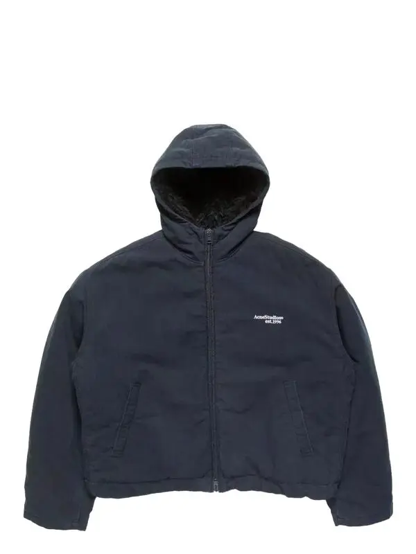Acne Studios Logo-print Faux-fur Hooded Jacket - Blue