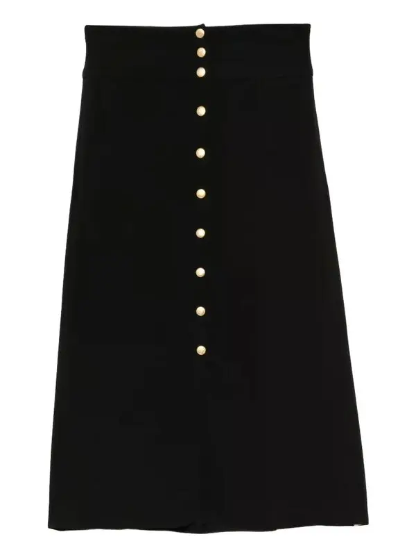 AGNES B. Flared Snap Skirt - Black