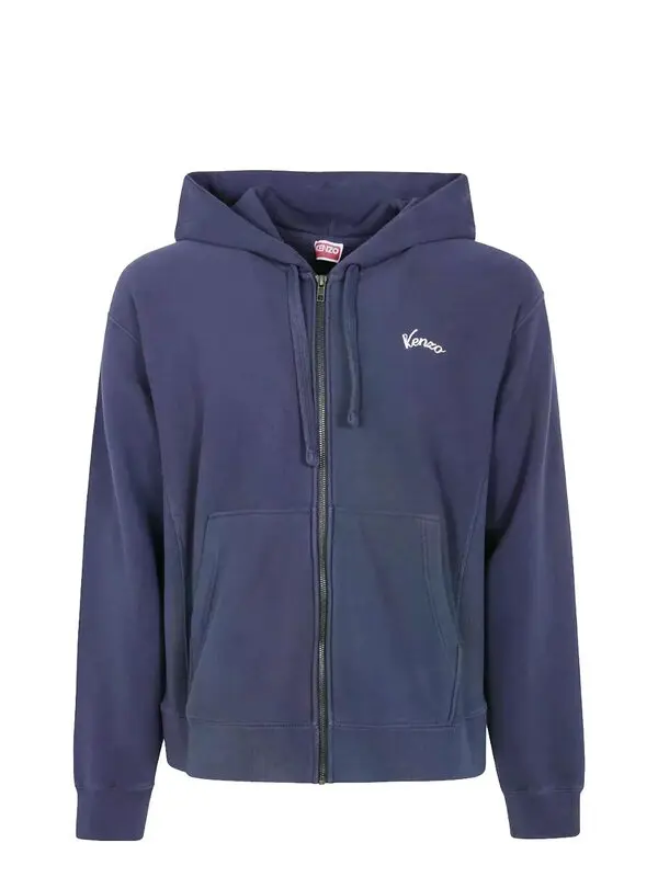 Kenzo Graphic Print Zip-up Hoodie - Blue
