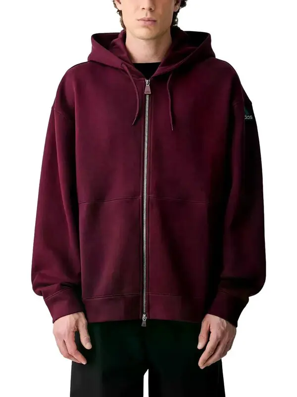 Adidas Logo Patch Full Zip Hoodie - Red