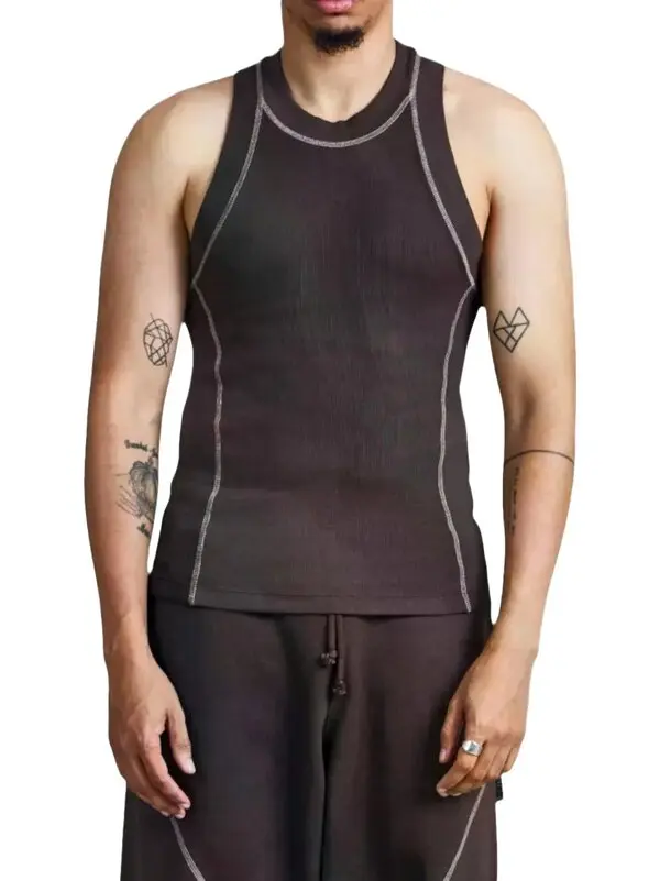 SAUL NASH Ribbed Contrast-stitch Vest - Brown