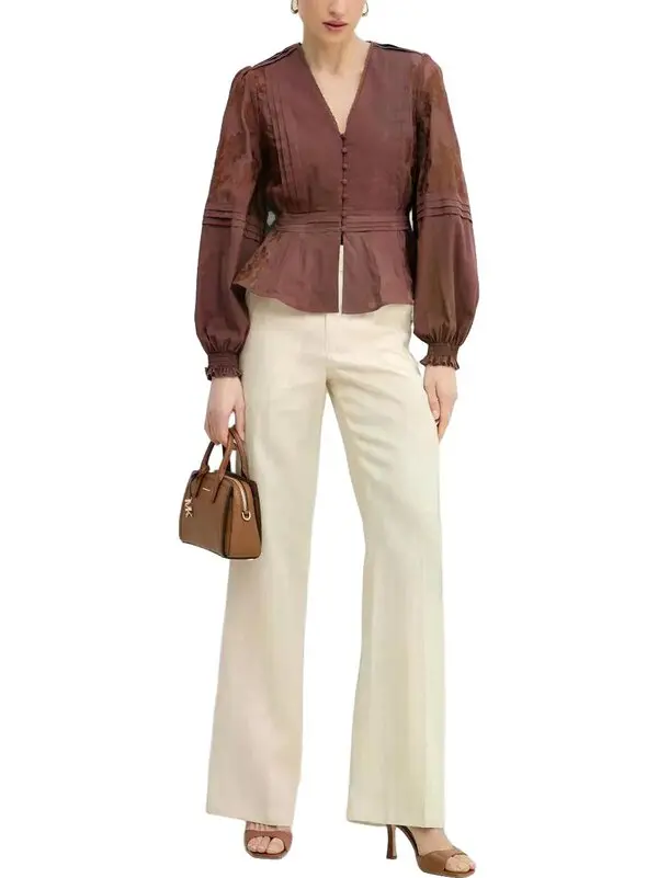 SILVIAN HEACH Pressed-crease Wide-leg Trousers - Neutrals