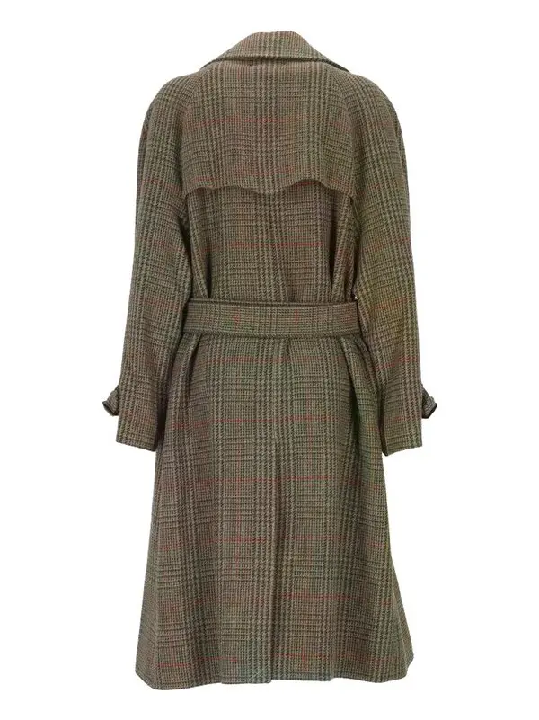GOLDEN GOOSE Check-pattern Double-breasted Virgin Wool Coat - Brown