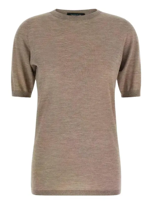 Fabiana Filippi Short Sleeve Knit T-shirt - Brown