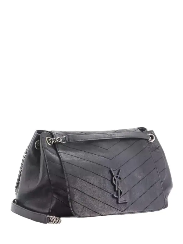 Saint Laurent Nolita Satchel Matelasse Chevron Leather Shoulder Bag - Black