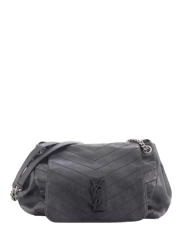Saint Laurent Nolita Satchel Matelasse Chevron Leather Shoulder Bag - Black