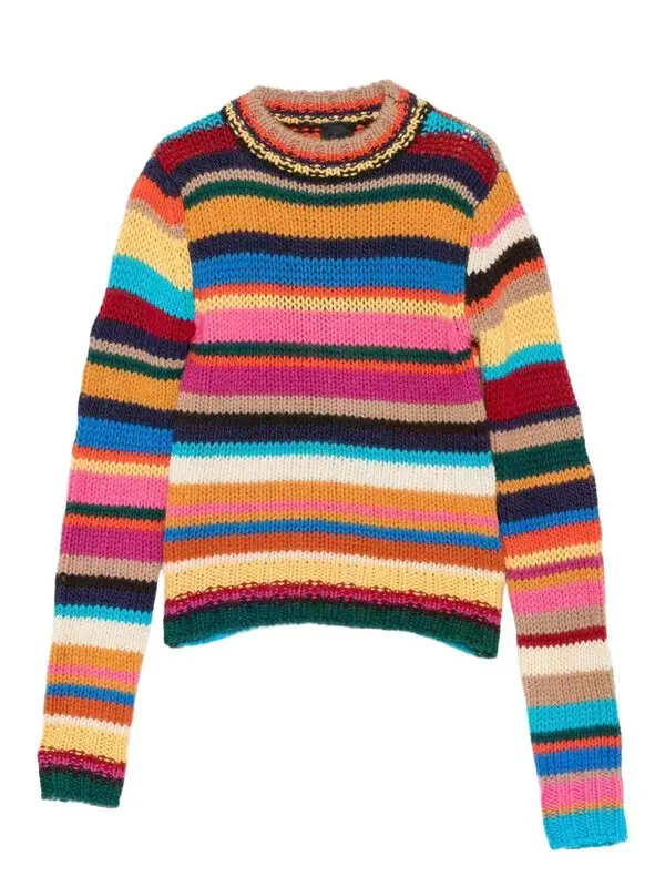 Dolce & Gabbana 2000s Multicolor Striped Chunky Knit Sweater - Neutrals
