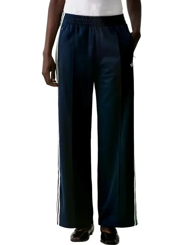 Adidas Navy Floral Lace Overlay Wide Leg Track Pants - Blue