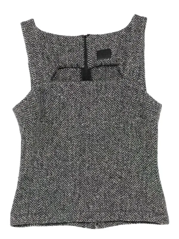 Dolce & Gabbana 2000s Herringbone Sleeveless Top - Grey