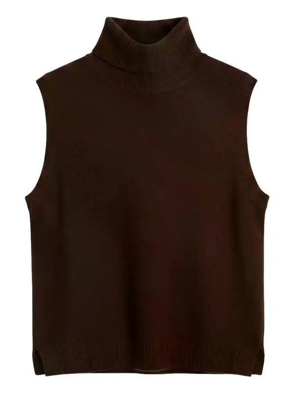 Chinti & Parker Sleeveless Roll-neck Knit Top - Brown