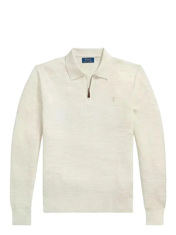 Polo Ralph Lauren Washable Wool Quarter-zip Polo - Neutrals