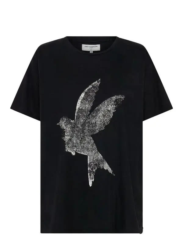 ONETEASPOON Bird Print T-shirt - Black