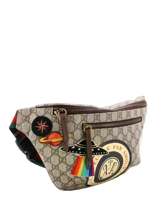 Gucci Courrier Zip Gg Coated Canvas Belt Bag With Applique - Brown