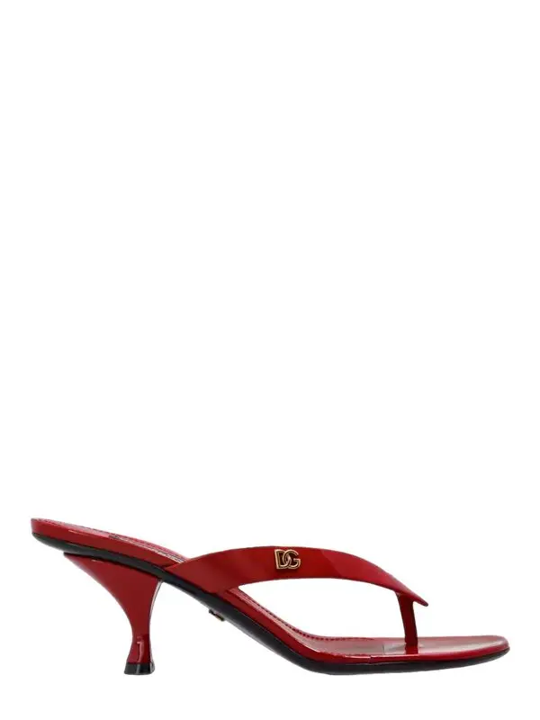 Dolce & Gabbana Dg Logo Patent Leather Sandals - Red