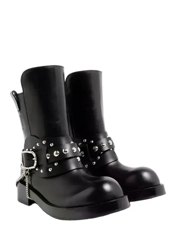 ANN DEMEULEMEESTER Boa Stud-embellished Ankle Boots - Black