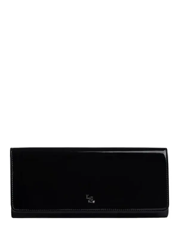 LE SILLA Logo Plaque Foldover Clutch Bag - Black