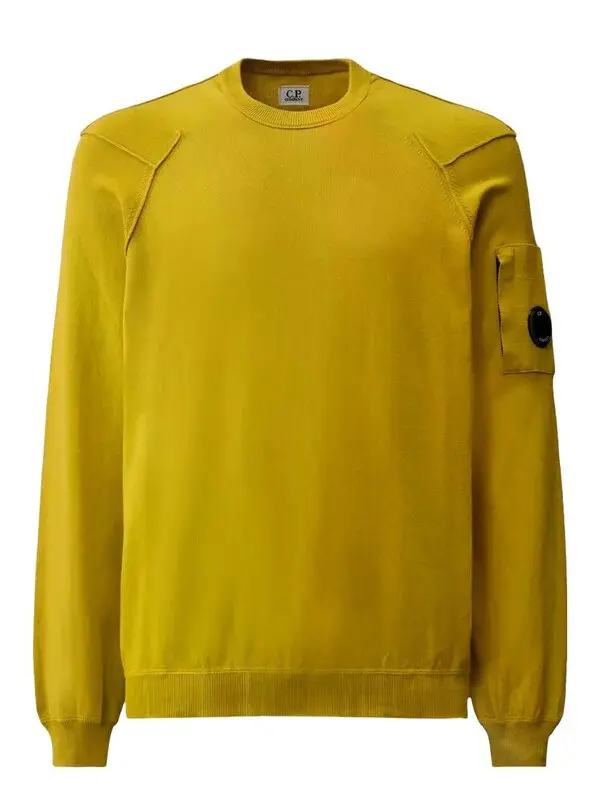 C.P. COMPANY Cotton Sea Island Crewneck Lens-knit Sweater - Yellow