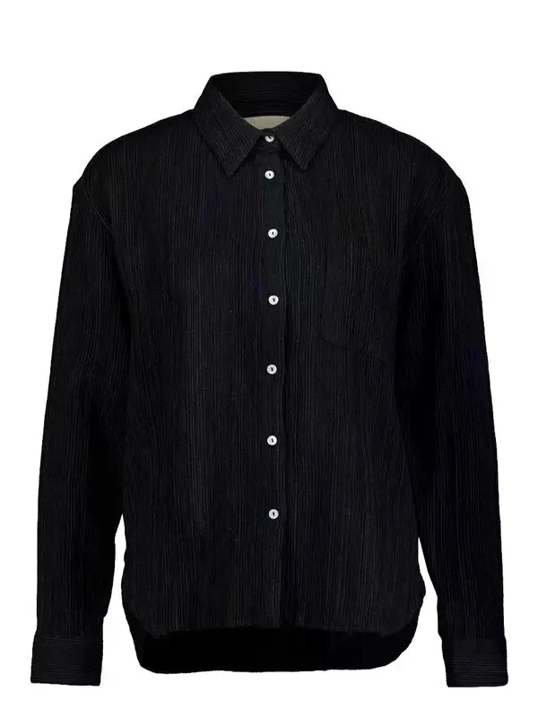 120% Lino Crinkled Chest Pocket Shirt - Black