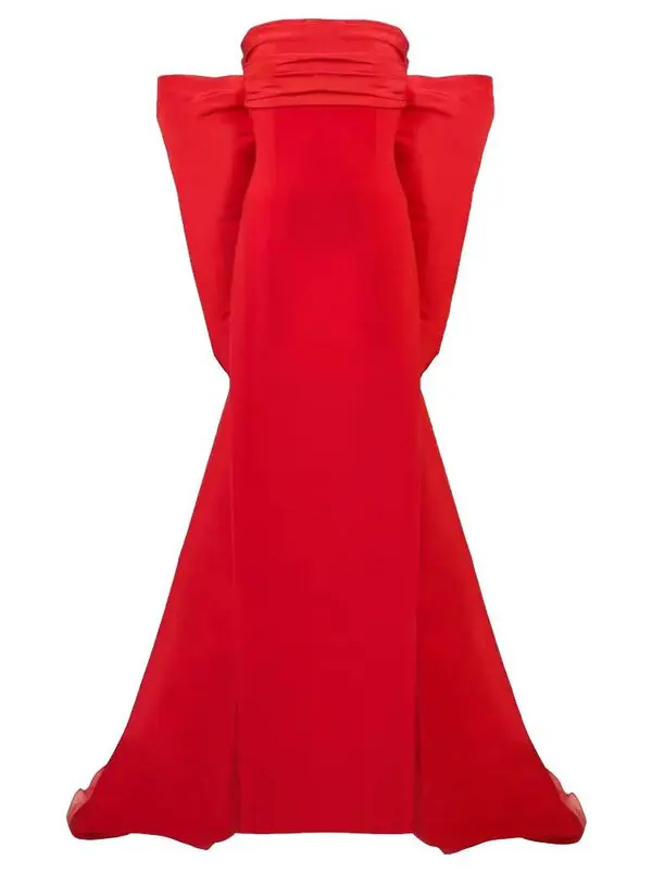 Carolina Herrera Silk Bow-train Column Gown - Red