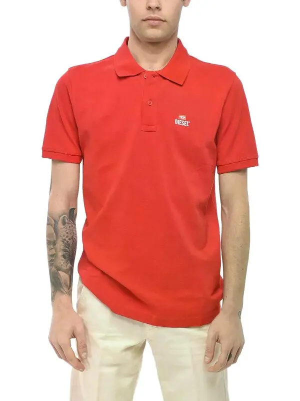 DIESEL® Logo-print Piqué Polo Shirt - Red