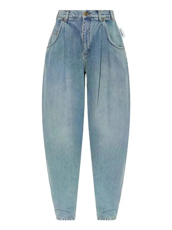 Moschino Pleated Tapered Jeans In Light Wash - Blue