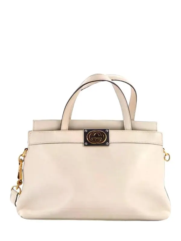 Gucci Linea Matisse Interlocking G Small Leather Tote Bag - White