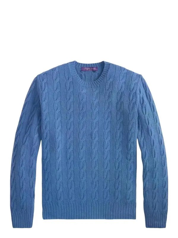 Ralph Lauren Purple Label Cashmere Cable-knit V-neck Sweater - Blue